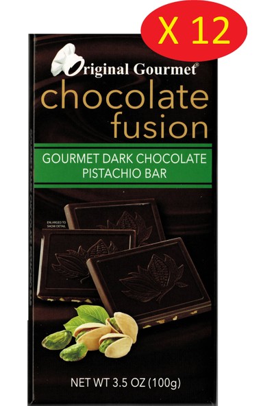Original Gourmet Chocolate Fusion Dark Chocolate Pistachio Bar Antepfıstıklı Bitter Çikolata 100 gr 12 Adet Original Gourmet Chocolate Fusion Dark Chocolate Pistachio Bar Antepfıstıklı Bitter Çikolata 100 gr 12 Adet