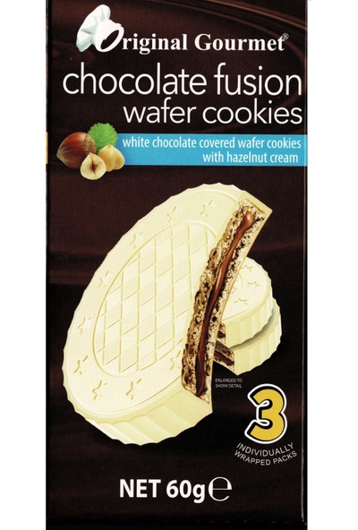 Original Gourmet Chocolate Fusion Wafer Cookie, Beyaz Çikolatalı Fındık Kremalı Gofret Original Gourmet Chocolate Fusion Wafer Cookie, Beyaz Çikolatalı Fındık Kremalı Gofret