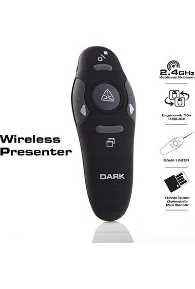 Dark DK-AC-WP03 Kablosuz USB 2.0 Sunum Kumandası Dark DK-AC-WP03 Kablosuz USB 2.0 Sunum Kumandası