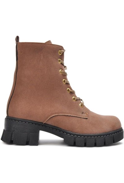 Enesege Bot Vizon Süet Fermuarlı Kadın Topuklu Bot