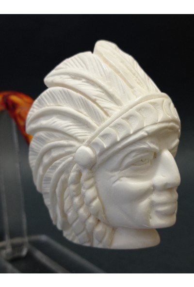 Masal | Lületaşı Pipo | Kızılderili Figürlü | Large Size | El Oyması