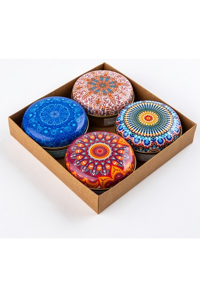 Rumi Candle Metal Kutu Kokulu Mum Soya Wax Vegan Doğal Lüx Hediyelik Mandala Serisi No:3 Rumi Candle Metal Kutu Kokulu Mum Soya Wax Vegan Doğal Lüx Hediyelik Mandala Serisi No:3