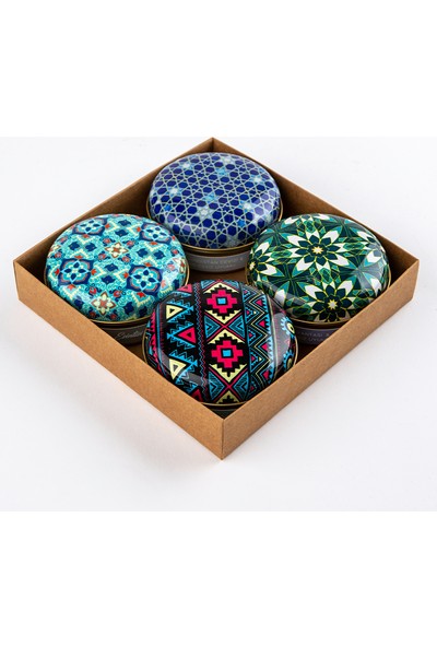 Rumi Candle Metal Kutu Kokulu Mum Soya Wax Vegan Doğal Lüx Hediyelik Mandala Serisi No:4 Rumi Candle Metal Kutu Kokulu Mum Soya Wax Vegan Doğal Lüx Hediyelik Mandala Serisi No:4