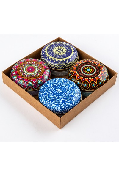 Rumi Candle Metal Kutu Kokulu Mum Soya Wax Vegan Doğal Lüx Hediyelik Mandala Serisi No:5 Rumi Candle Metal Kutu Kokulu Mum Soya Wax Vegan Doğal Lüx Hediyelik Mandala Serisi No:5
