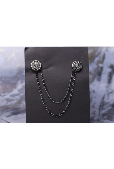 Ars Magic Box Gümüş Zincirli Yaka Iğnesi