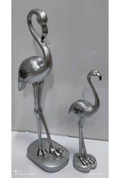 Flamingo Dekoratif Biblo 2'li Set (Gri Flamingo Dekoratif Biblo 2'li Set (Gri
