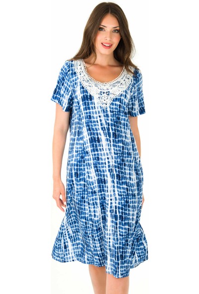 Tolga Saraçoglu 20Y4072 Dantel Yaka Kısa Kollu Desenli Elbise Tolga Saraçoglu 20Y4072 Dantel Yaka Kısa Kollu Desenli Elbise