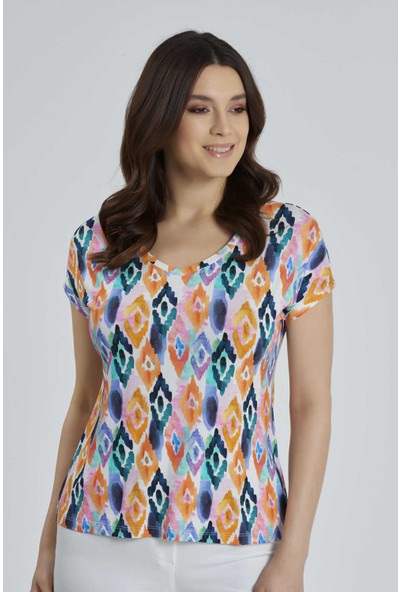Tolga Saraçoglu 10042 V Yaka Düşük Kol Desenli Örme Bluz Tolga Saraçoglu 10042 V Yaka Düşük Kol Desenli Örme Bluz
