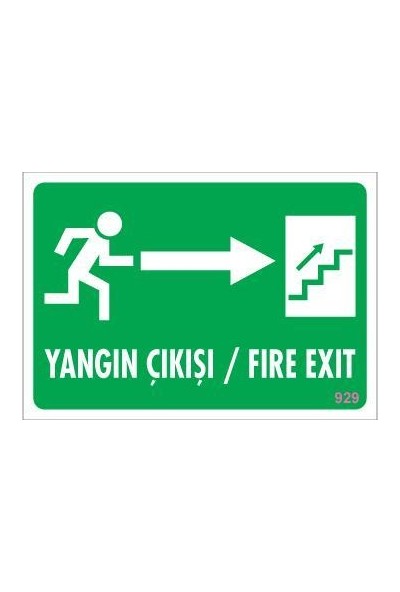 Yangın Çıkışı Uyarı Levhası 17,5X25 KOD:929 Yangın Çıkışı Uyarı Levhası 17,5X25 KOD:929
