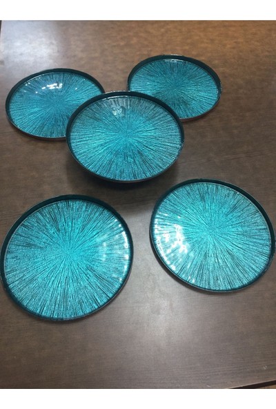 Dulcia Cam Pasta Tabağı ve Kek Standı 21 cm Mavi Pasta Seti