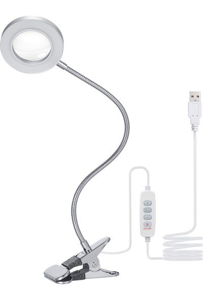 Mumall USB Doğrudan Şarj Klipsli Masa Işığı Yakın Çalışma İçin Eller Serbest Büyüteç Masa Lambası Parlak Led'ler Okuma Görevleri İçin Büyüteçli Işık El Sanatları (Yurt Dışından)