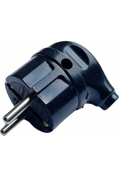 Konza L Tipi Topraklı Fiş Siyah