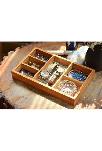 Qalitte Bambum Boxy 6 Bölmeli Taki Kutusu