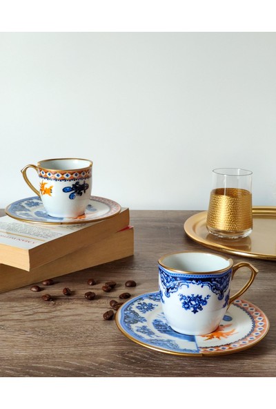 Fermato Iki Desenli, Çift Desen Hybrid Serisi 2'li Kahve Fincan Takımı Fermato Iki Desenli, Çift Desen Hybrid Serisi 2'li Kahve Fincan Takımı