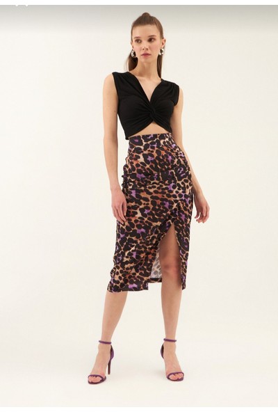 Cream&Rouge Derin Yırtmaçlı Etek