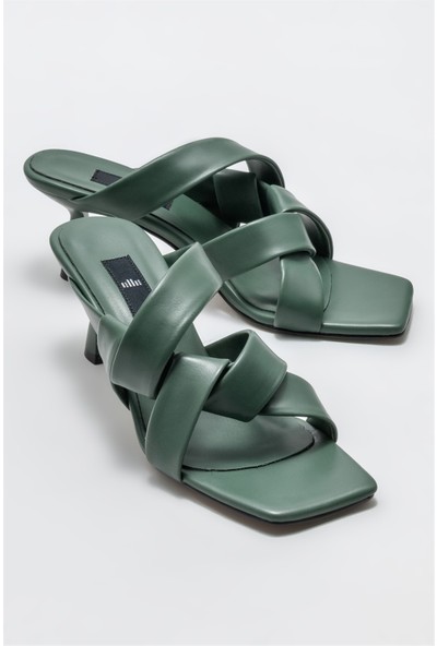 Elle Shoes Yeşil Kadın Topuklu Terlik