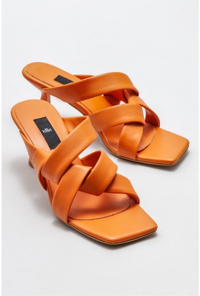Elle Shoes Turuncu Kadın Topuklu Terlik Elle Shoes Turuncu Kadın Topuklu Terlik