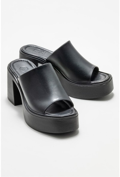 Elle Shoes Siyah Kadın Topuklu Terlik