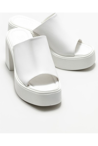 Elle Shoes Beyaz Kadın Topuklu Terlik Elle Shoes Beyaz Kadın Topuklu Terlik