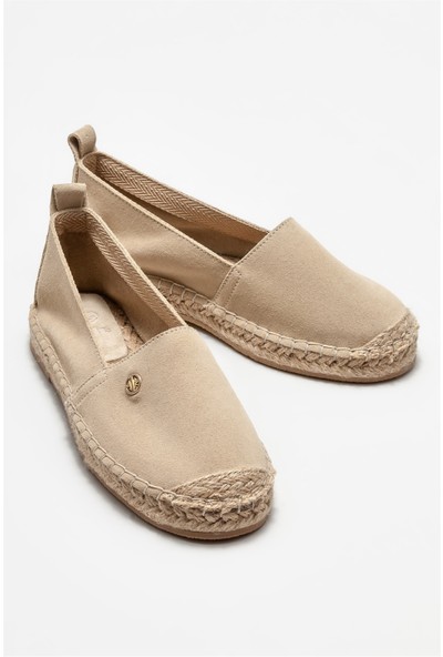 Elle Shoes Bej Deri Kadın Espadril