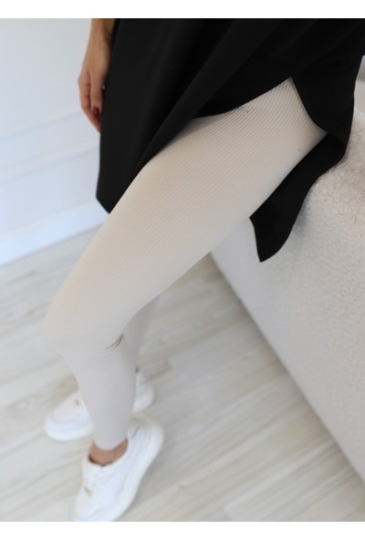 The Luxe Kadın Bej Fitilli Tayt