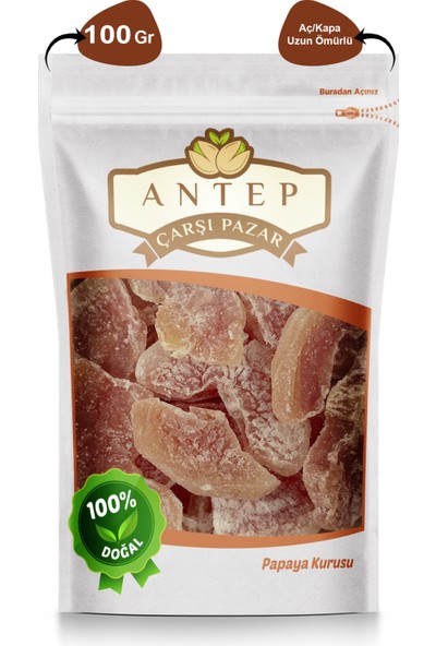 Antep Çarşı Pazar Papaya Kurusu Tropikal Meyve Kurusu | 100 Gr. Antep Çarşı Pazar Papaya Kurusu Tropikal Meyve Kurusu | 100 Gr.