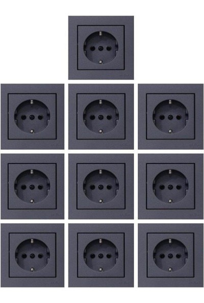 Viralighting Ovivo Grano Füme Topraklı Priz Çerçeve Dahil Set 10 Adet Viralighting Ovivo Grano Füme Topraklı Priz Çerçeve Dahil Set 10 Adet