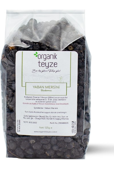 Organik Teyze Yaban Mersini, Vaccinium Myrtillus 125 G.