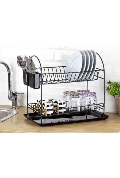 Okyanus Home Siyah Iki Katlı Maxi Tabaklık/bulaşıklık