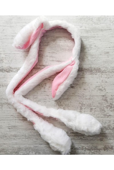Netavantaj Hareketli Işıklı Tavşan Kulaklı Peluş Taç Beyaz Renk