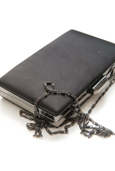 Niloshka Netta Siyah Saten Portföy Çantası Niloshka Netta Siyah Saten Portföy Çantası