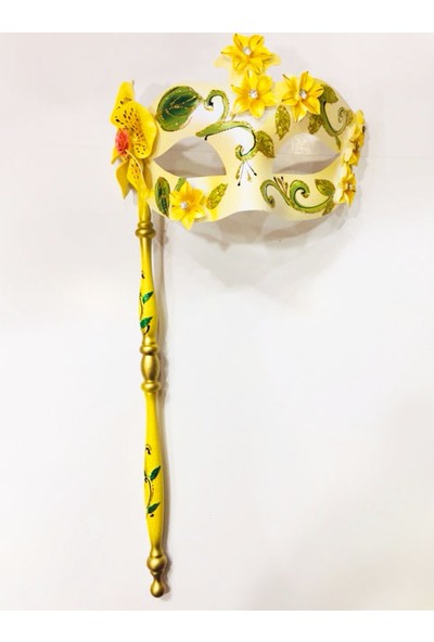 Tekno İstanbul Sopalı Tutmalı Venedik Maskesi Sarı