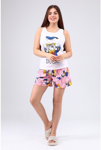 Baks Store Kadın Duck Baskılı Kadın Atlet Şort Takımı