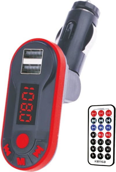 Kensa Fm Transmitter Bluetood'lu Telefon Şarj Çıkışlı Araç Kiti Kensa Fm Transmitter Bluetood'lu Telefon Şarj Çıkışlı Araç Kiti