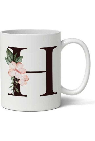 Gizeo Concept Kişiye Özel H Harfli Çiçekli Kupa Bardak Gizeo Concept Kişiye Özel H Harfli Çiçekli Kupa Bardak
