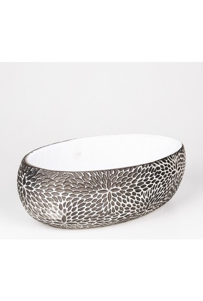 Bernardeschi Çiçek Motifli Oval Eskitme Beton Saksı 33 x 10 x 17 cm Bernardeschi Çiçek Motifli Oval Eskitme Beton Saksı 33 x 10 x 17 cm