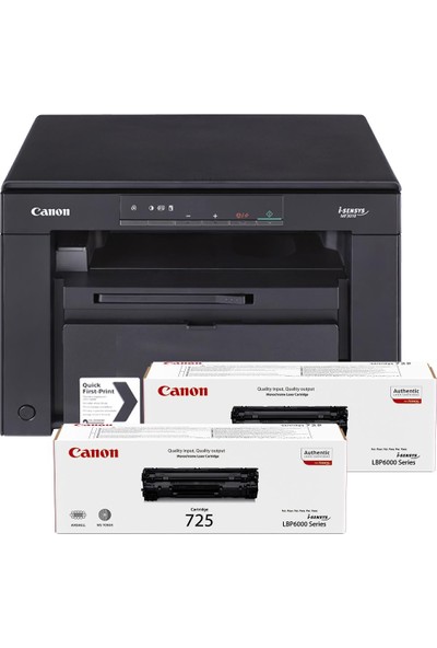 Canon MF3010 Siyah Beyaz Lazer Yazıcı/Fotokopi+Tarama + 2x CRG 725 (Canon Eurasia Garantili) Canon MF3010 Siyah Beyaz Lazer Yazıcı/Fotokopi+Tarama + 2x CRG 725 (Canon Eurasia Garantili)
