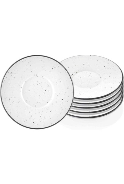 The Mia Dots Stoneware 6 Lı Çay Tabağı Siyah DOTS013
