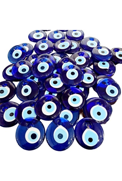 Çarşı Shop Çarşı Shop.cam Nazar Boncuğu 50 Adet 4 cm Delikli Cam Nazarlık Ağaç Süsleme Dekoratif Nazar