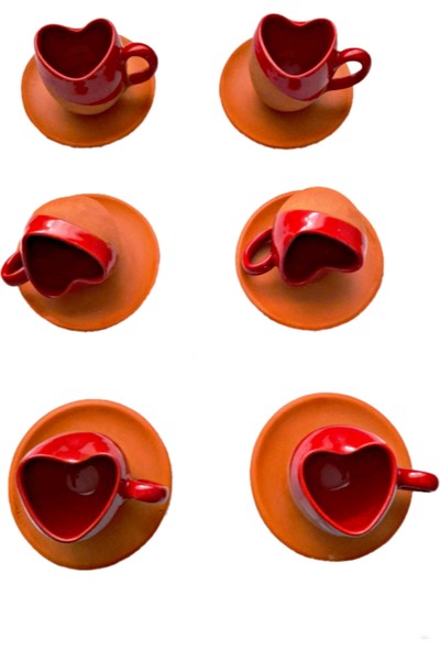 Efece Souvenir Kırmızı Çömlek Fincan Takımı