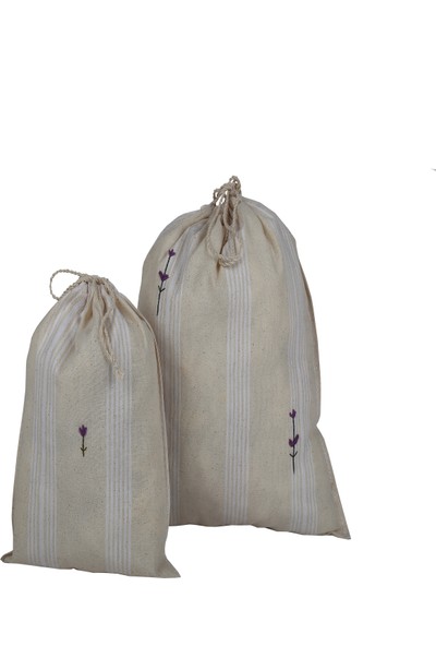 Seferinar Lavanta Desenli 2’li Natural Bez Torba