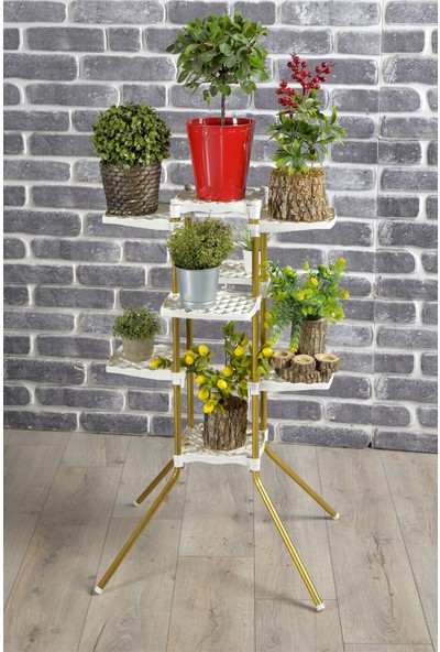 Full Reyon Vailante 8'li Çiçeklik Saksı Standı Dekoratif Saksılık