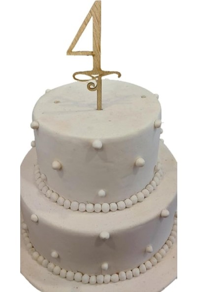 Pastalife Ahşap Çubuklu Pasta Süsü 4 Rakam