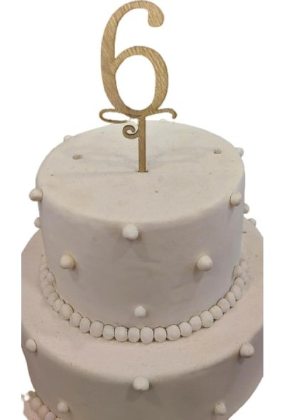 Pastalife Ahşap Çubuklu Pasta Süsü 6 Rakam