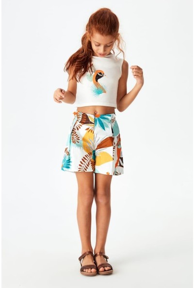 Karia Kids Kız Çocuk Göbek Açık Pamuklu Şort Takım Karia Kids Kız Çocuk Göbek Açık Pamuklu Şort Takım