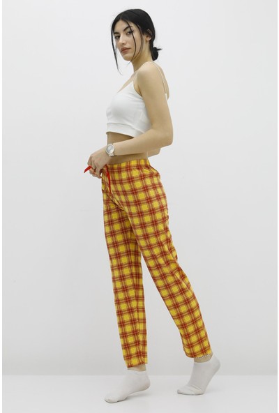 Canım Butik Bel Lastikli Ekose Desenli Pijama Altı Canım Butik Bel Lastikli Ekose Desenli Pijama Altı