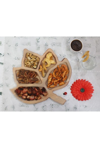 Tree House Yonca Ahşap Çerezlik Kahvaltı Kahve Meyve Sunum Tabağı