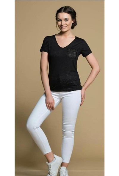 Caernarfonshire Kadın Likralı Beyaz Kot Pantolon