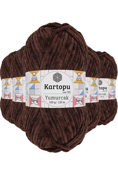 Kartopu 5 Adet Yumurcak Kadife El Örgü Ipi Kahverengi K818