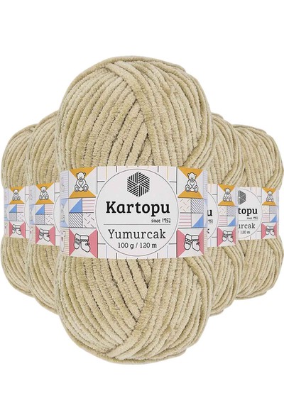 Kartopu 5 Adet Yumurcak Kadife El Örgü Ipi Bej K856